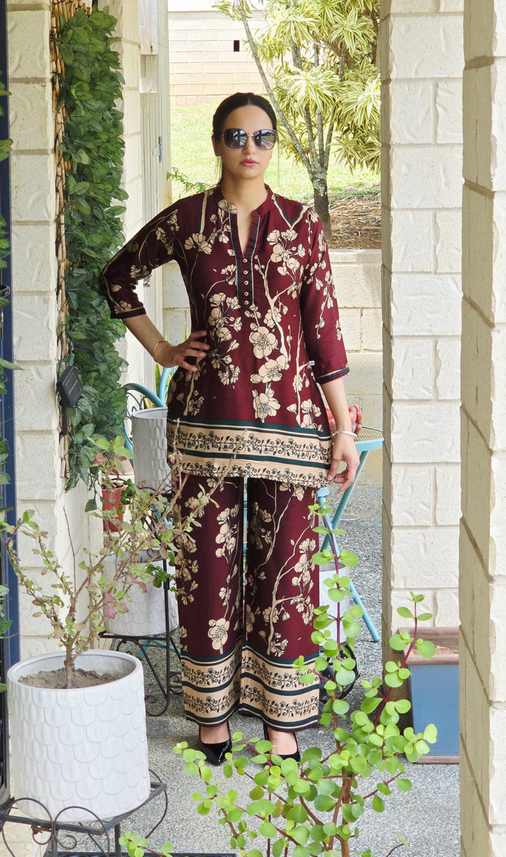 Maroon Gaji silk coordset – Infinity attractions
